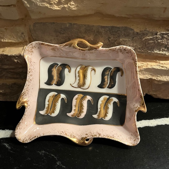 Accents | Vintage Geo Lefton Ashtraypinkblack | Poshmark